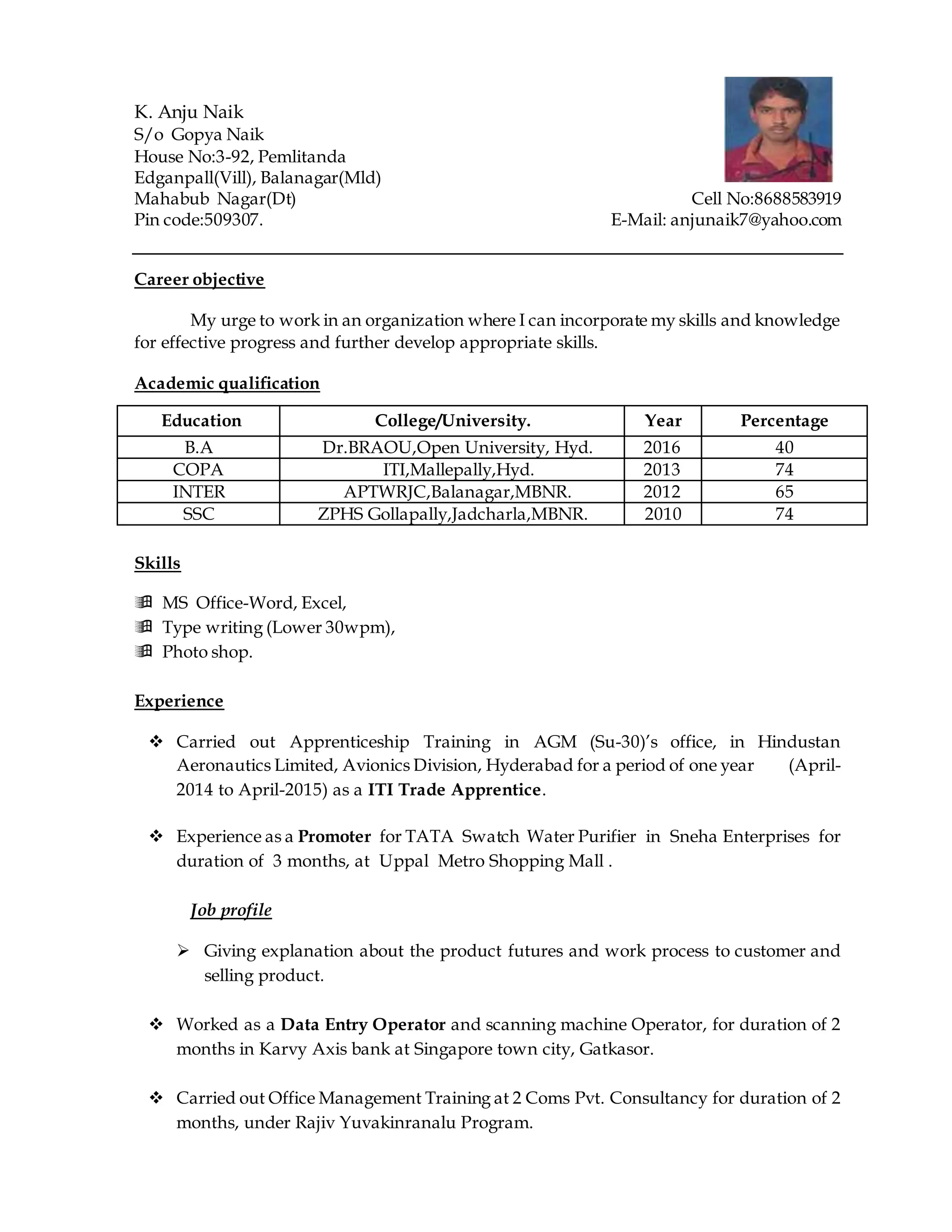 Resume new (1) naik | PDF