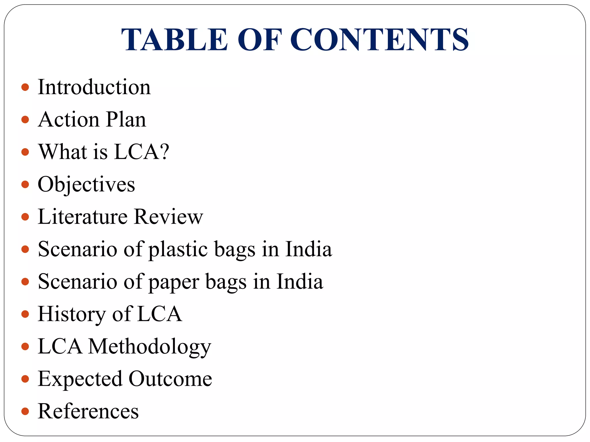 Life cycle assessment of bags final | PPTX