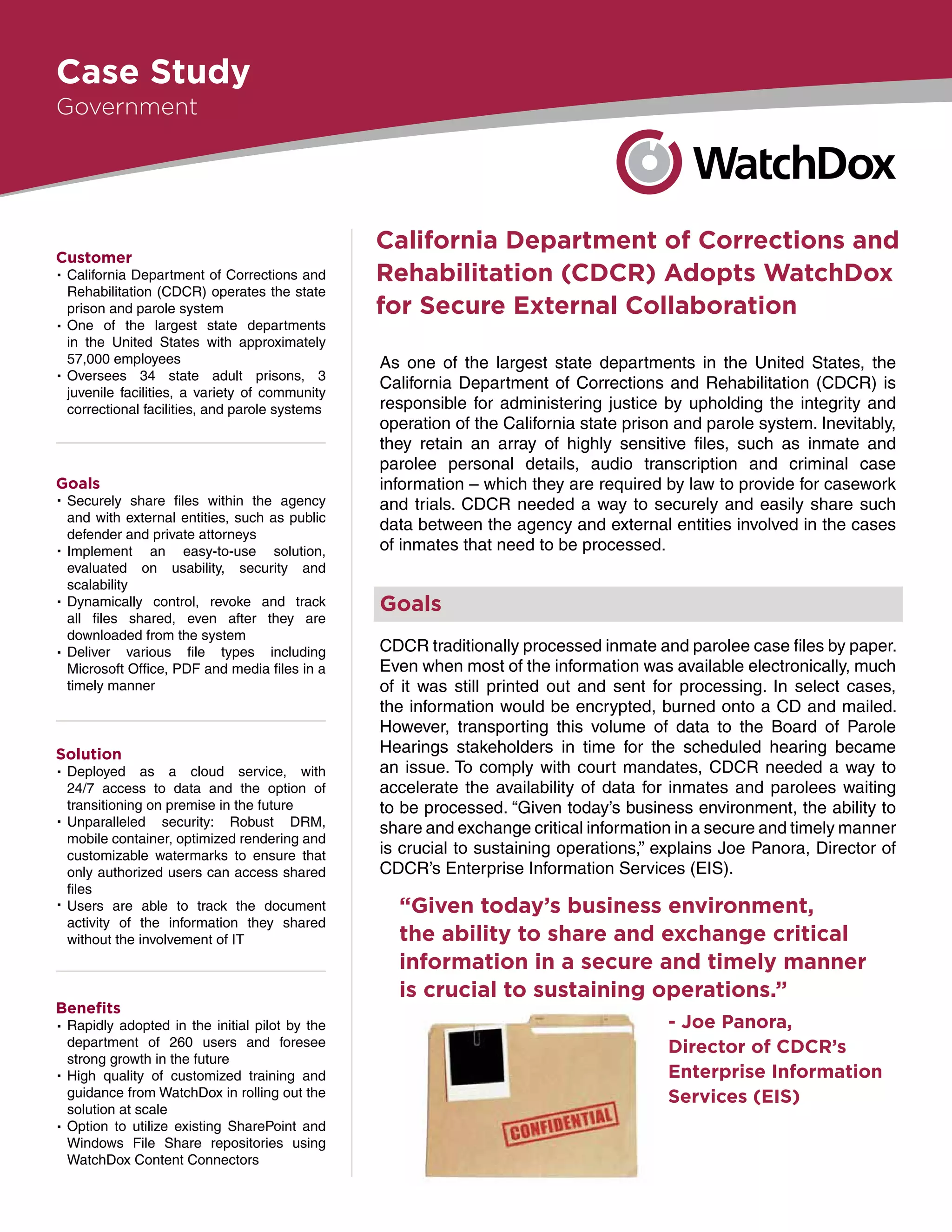 WatchDox CDCR CaseStudy Dec2014 | PDF