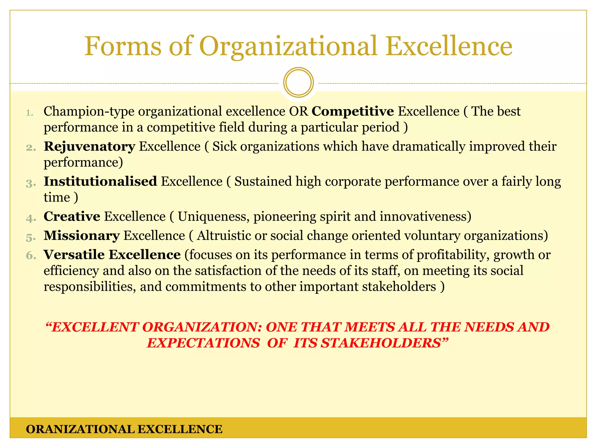 Keys to Organizational Excellence | PPTX