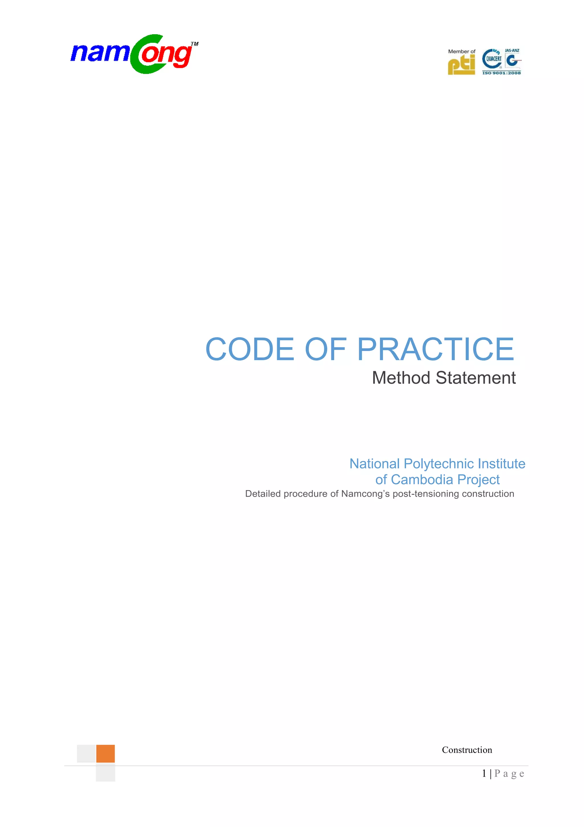 01 Construction Code of Practice - Method of Statement | PDF