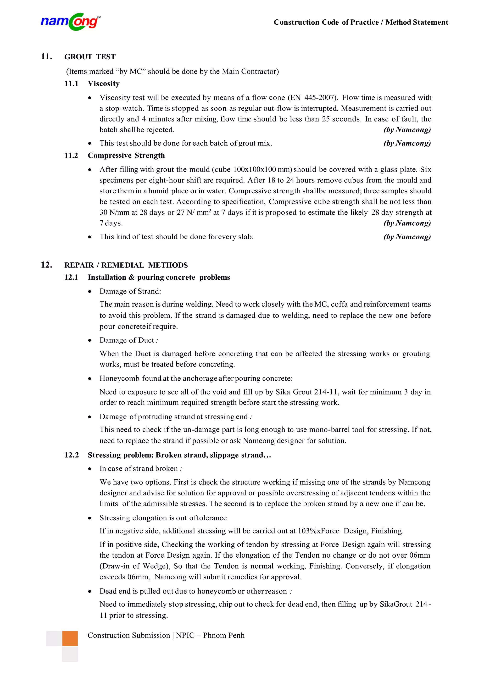 01 Construction Code of Practice - Method of Statement | PDF