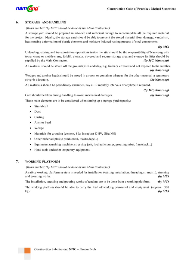 01 Construction Code of Practice - Method of Statement | PDF