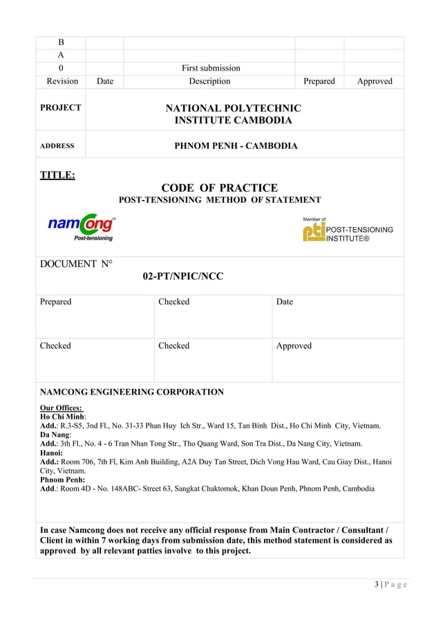 01 Construction Code of Practice - Method of Statement | PDF