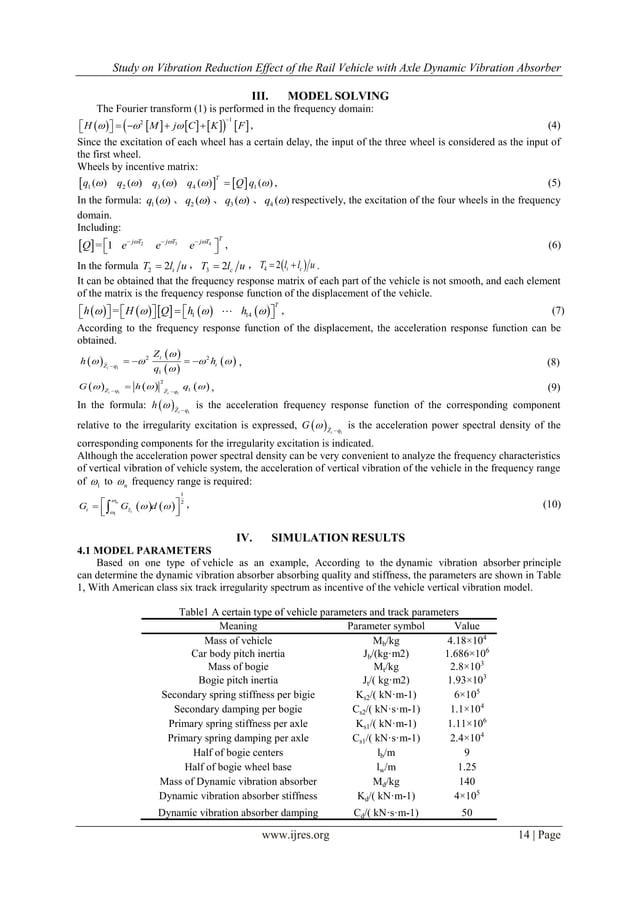 Study on Vibration Reduction Effect of the Rail Vehicle with Axle Dynamic Vibration Absorber | PDF