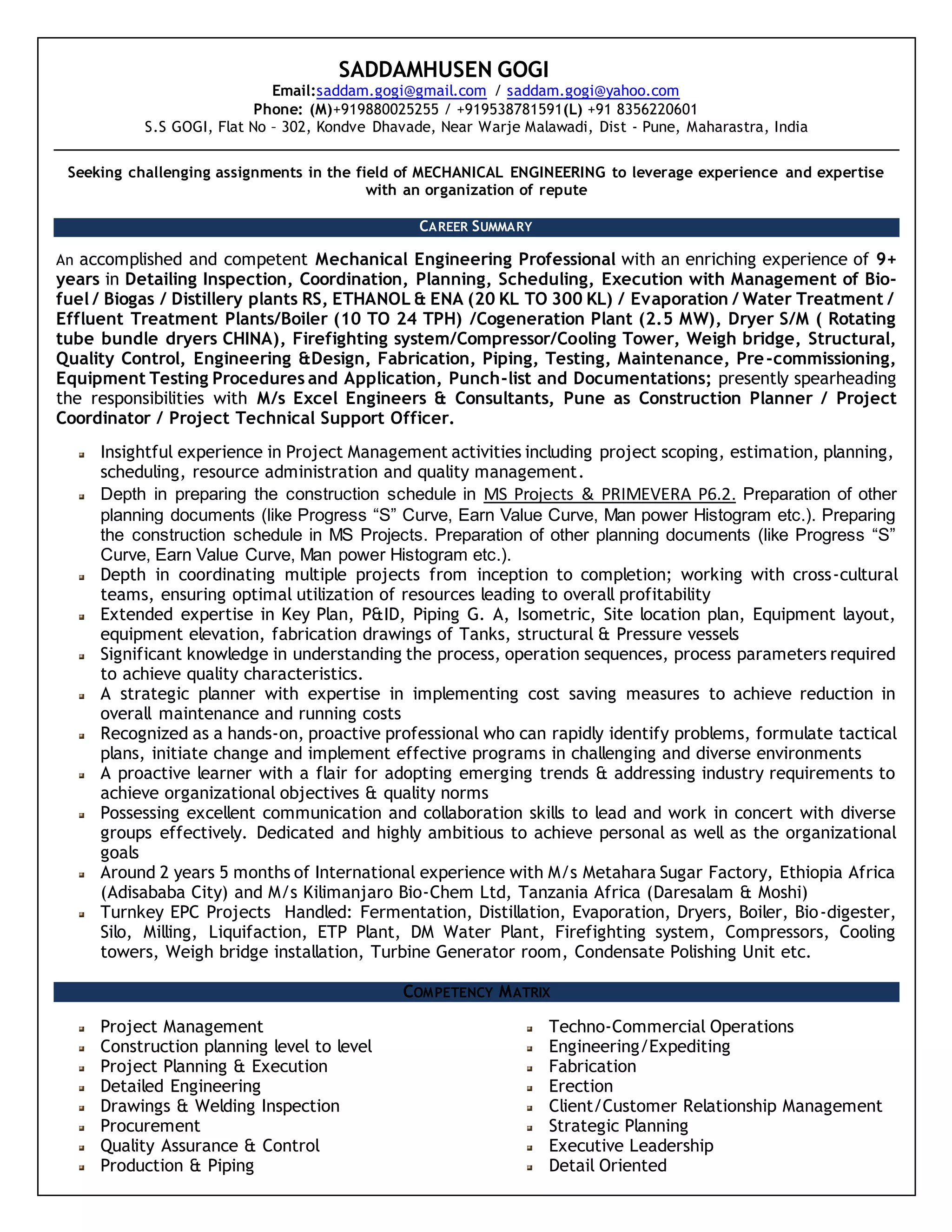 Saddam Gogi - CV - MECH | DOCX