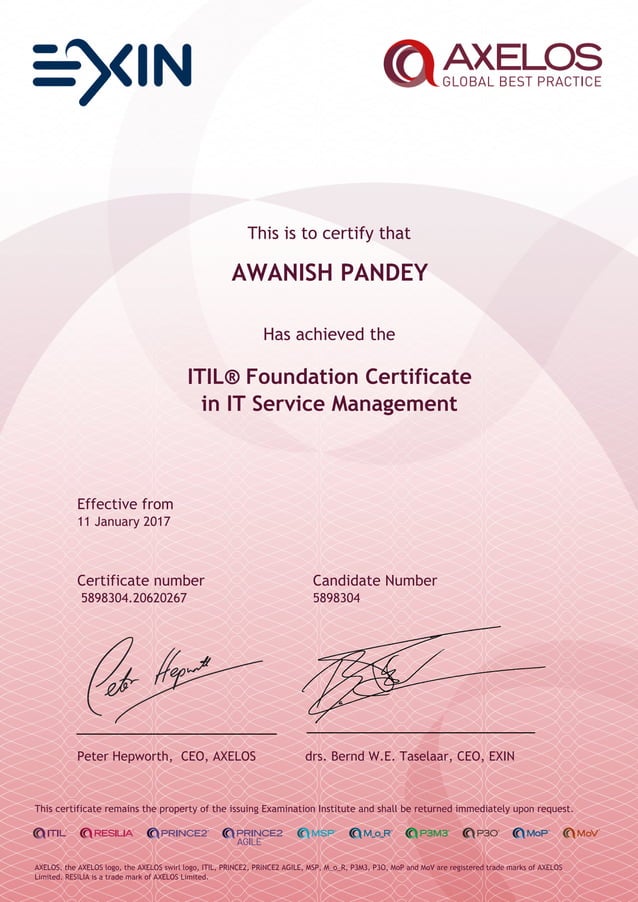 ITIL CERTIFICATE | PDF