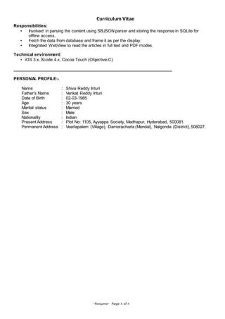 Shiva_CV | DOCX | Computer Software and Applications | Computing