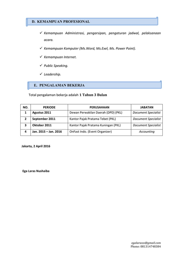 CURRICULUM VITAE EGA.L.N | PDF