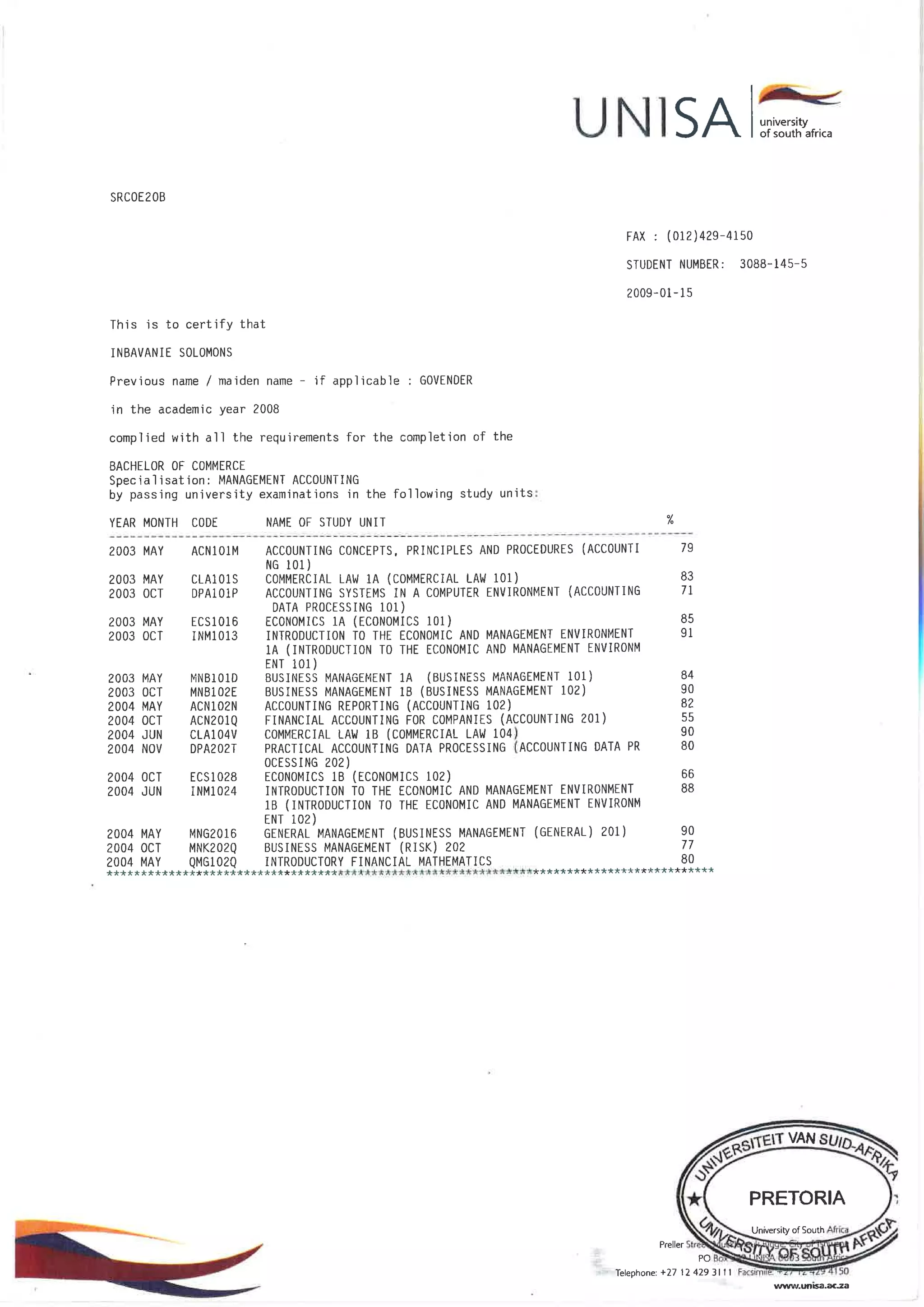 Degree Unisa | PDF