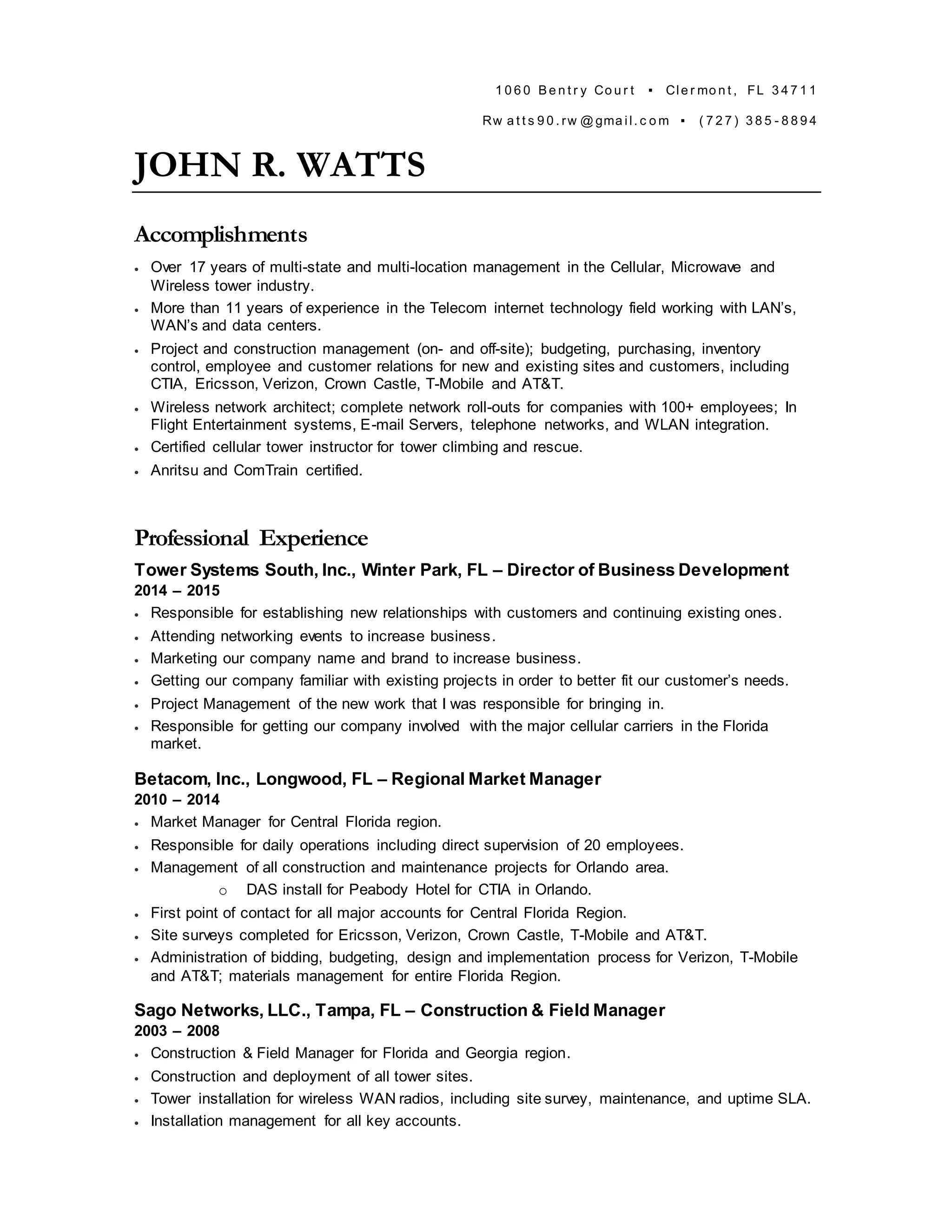 2015 John Randall Watts Resume | DOCX