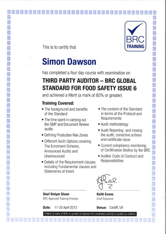 BRC Lead Auditor Certificate