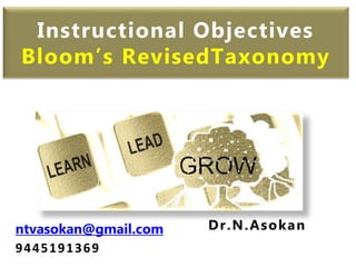 Bloom's Revised Taxonomy Instructional Objectives | PPT