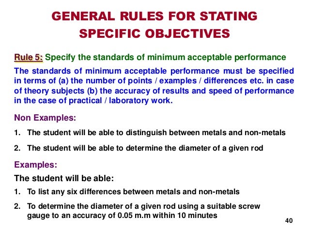Specific Objectives Verbs