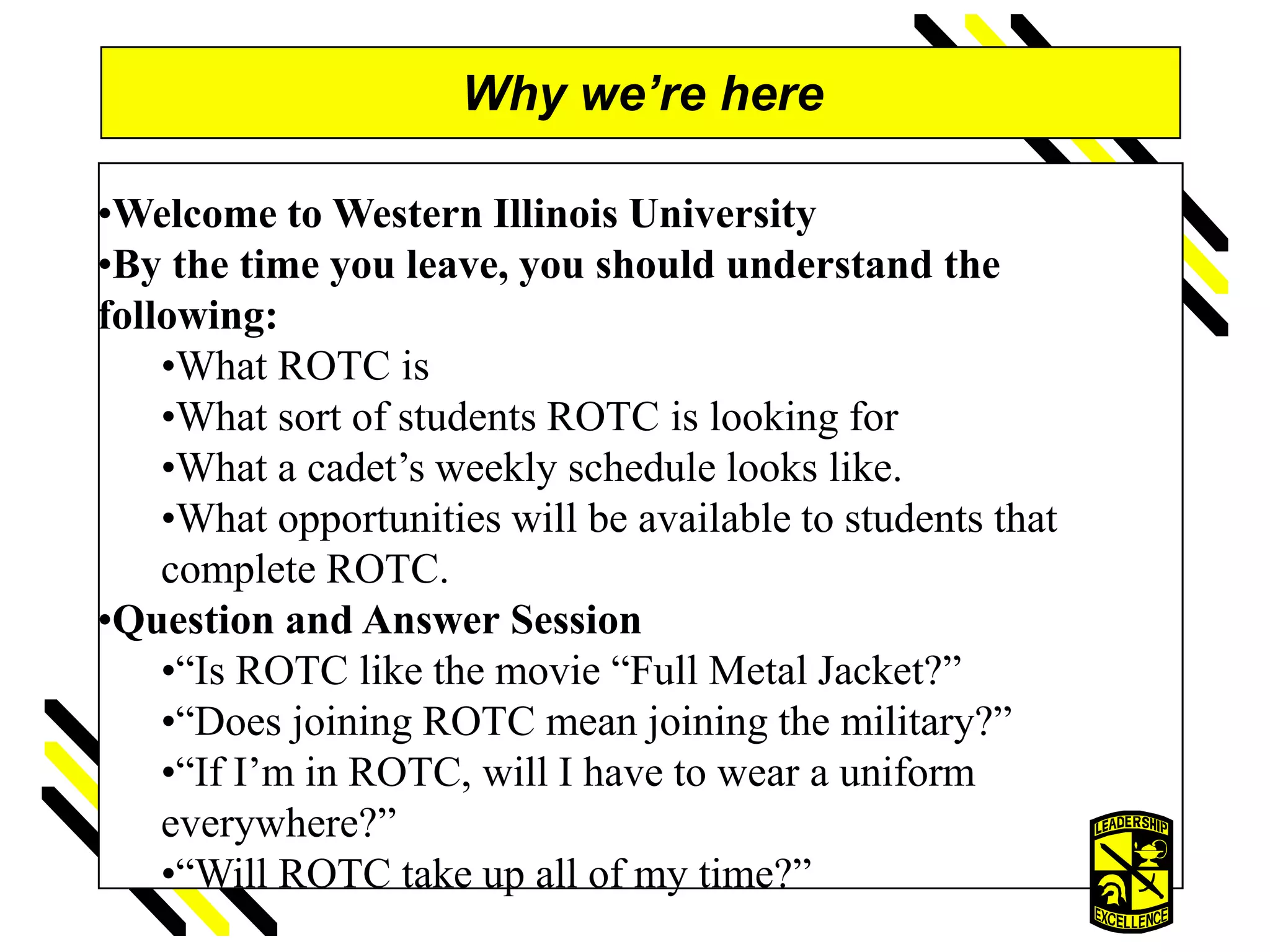 What you should know about WIU's Army ROTC program | PPTX