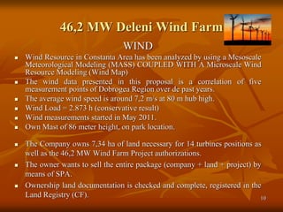 Wind Farm 42 MW Deleni November 2014 | PPT