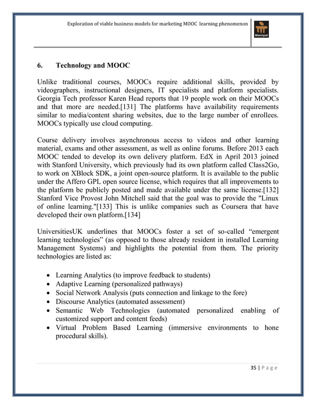 Exploration of viable business models for marketing MOOC learning phenomenon | PDF