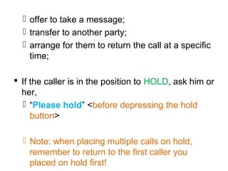 PROFESSIONAL MANNERS OF HANDLING TELEPHONES | PPT