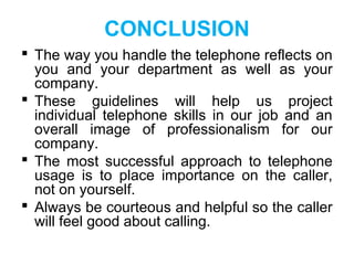 PROFESSIONAL MANNERS OF HANDLING TELEPHONES | PPT