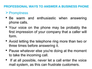 PROFESSIONAL MANNERS OF HANDLING TELEPHONES | PPT