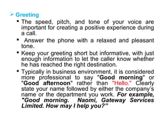 PROFESSIONAL MANNERS OF HANDLING TELEPHONES | PPT