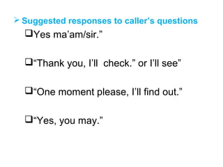 PROFESSIONAL MANNERS OF HANDLING TELEPHONES | PPT