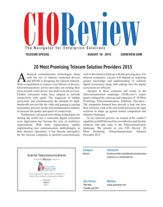CIOReview recognizes Granite on list of 20 Most Promising Telecom ...