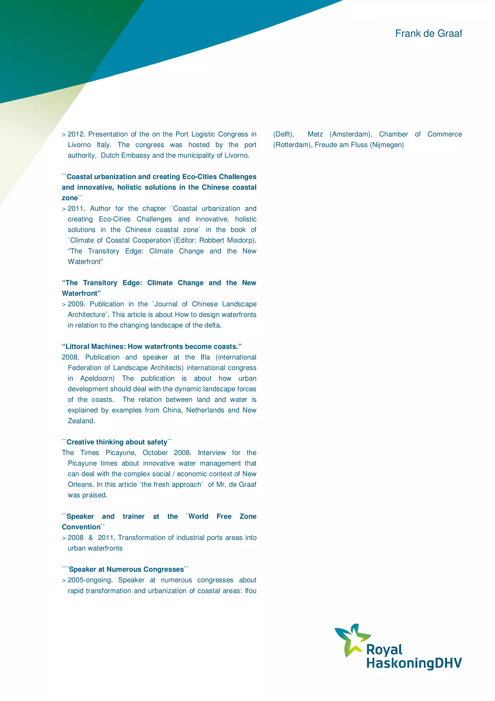 CV_Frank de Graaf_RHDHV-UK 2016 | PDF