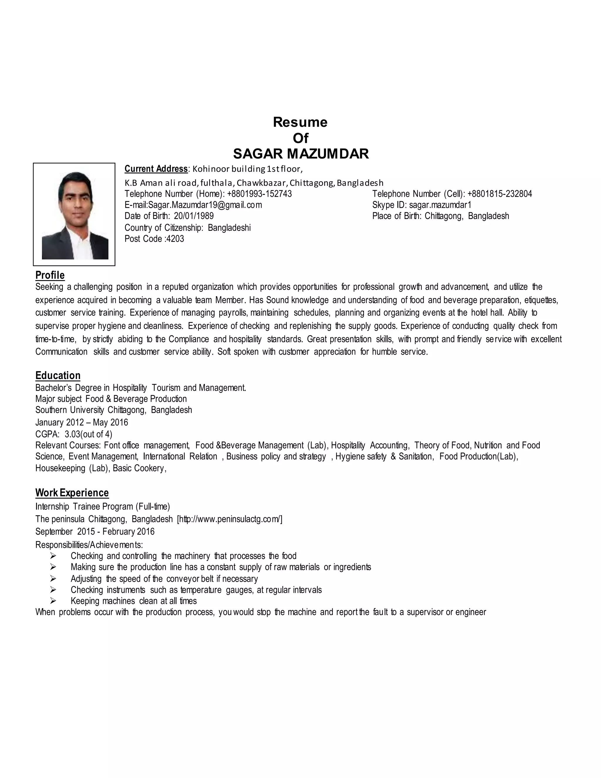 new sagar resume | PDF