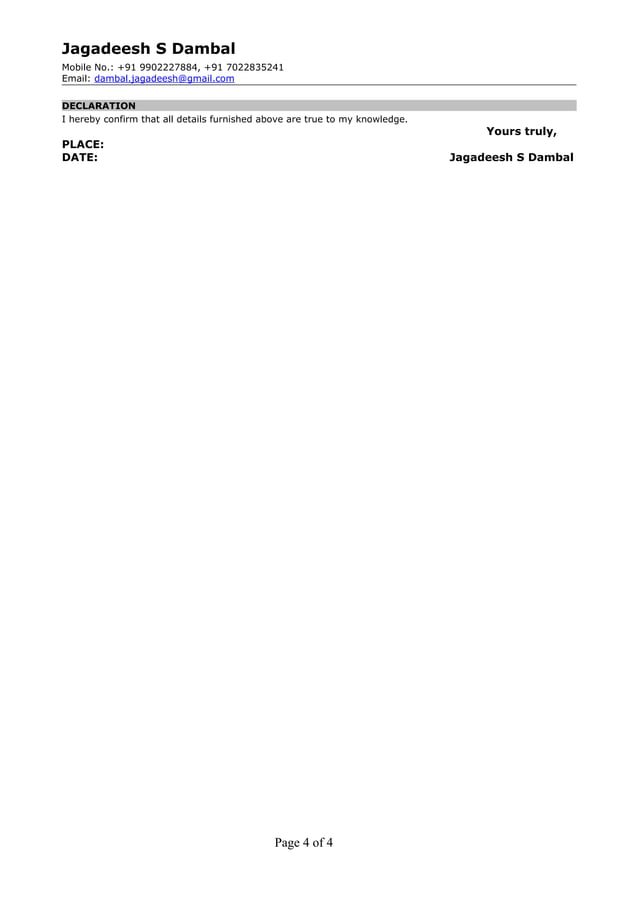 Jagadeesh Dambal_Resume | PDF