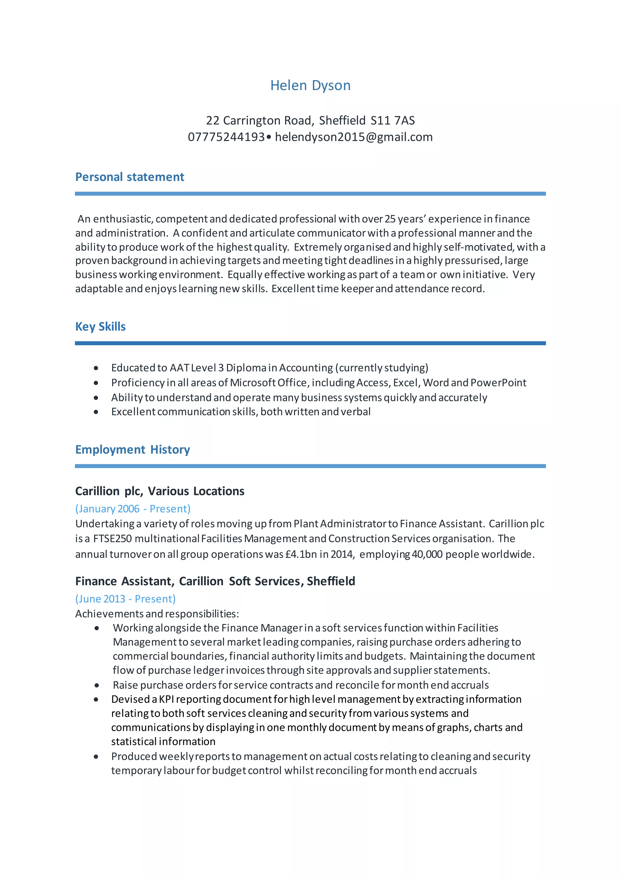 CV Helen Dyson | PDF