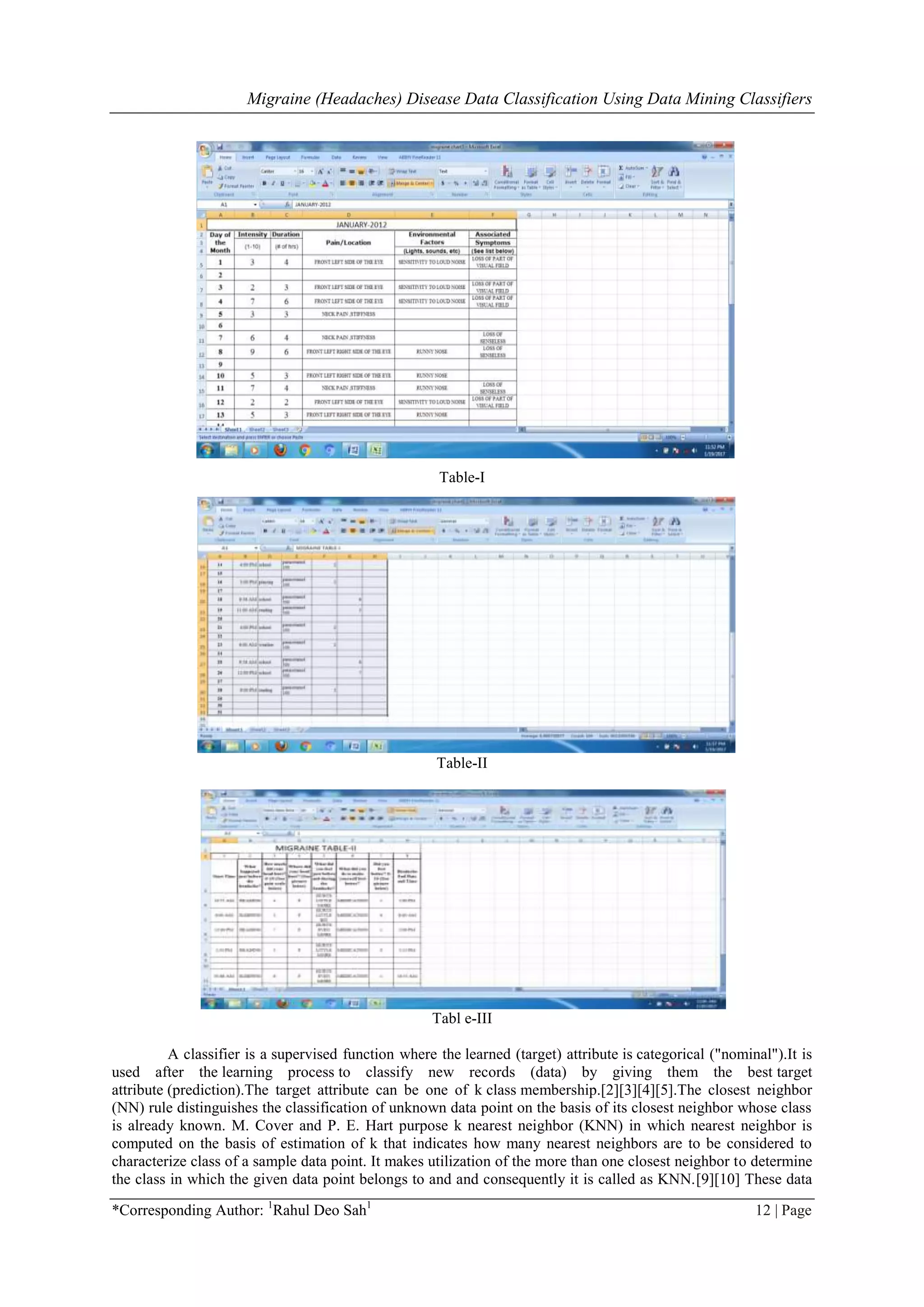 Migraine (Headaches) Disease Data Classification Using Data Mining Classifiers | PDF