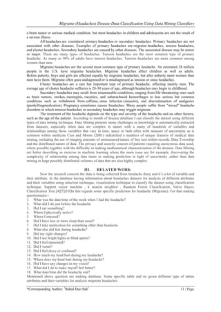Migraine (Headaches) Disease Data Classification Using Data Mining Classifiers | PDF
