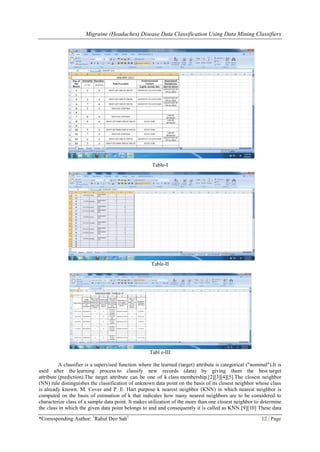 Migraine (Headaches) Disease Data Classification Using Data Mining ...