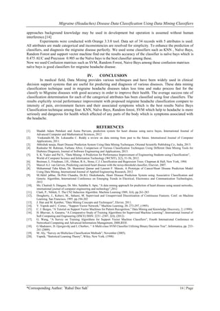 Migraine (Headaches) Disease Data Classification Using Data Mining Classifiers | PDF