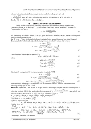 Tenth-Order Iterative Methods withoutDerivatives forSolving Nonlinear Equations | PDF