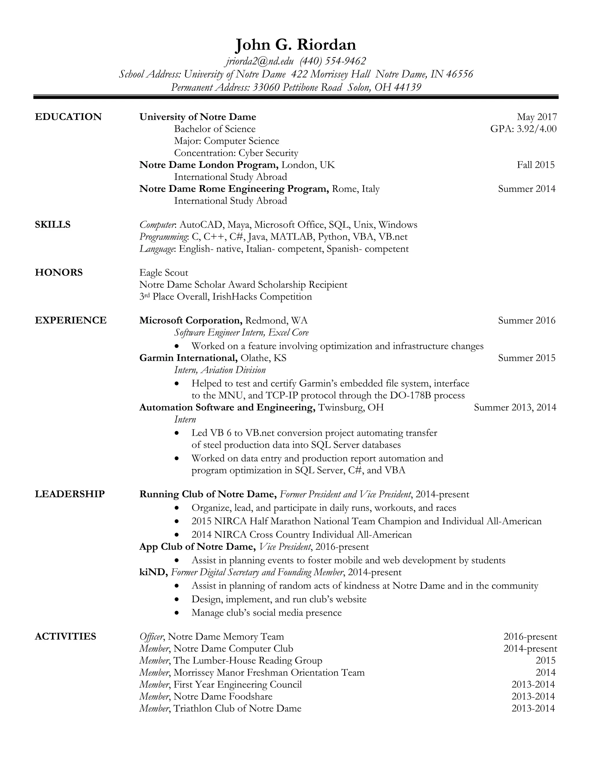 John G Riordan Resume | PDF