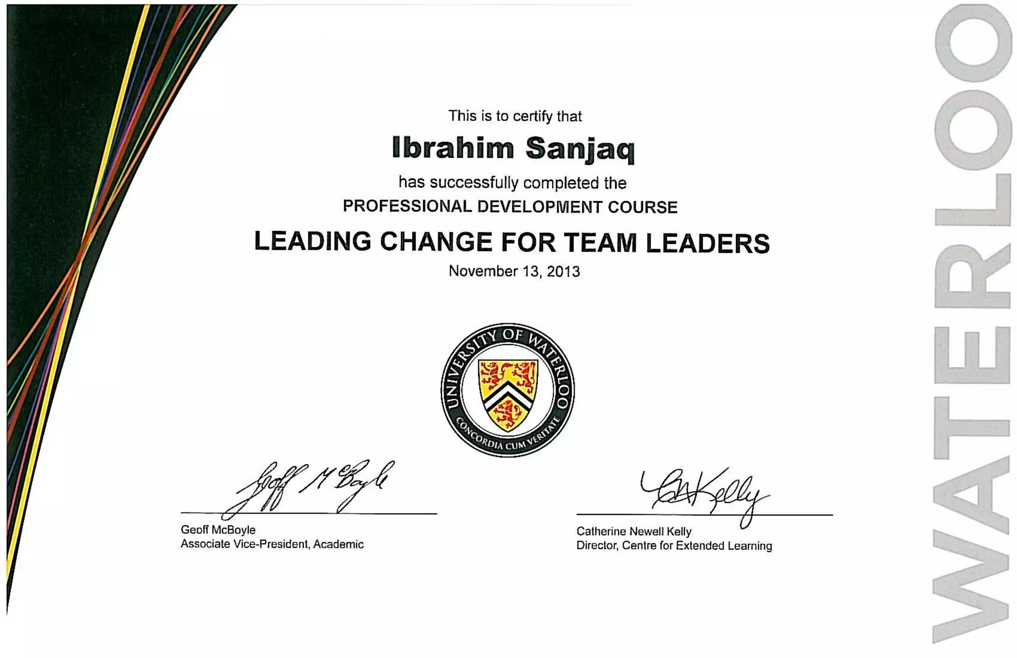 Certificate Leading Change for Team leader -color one | PDF