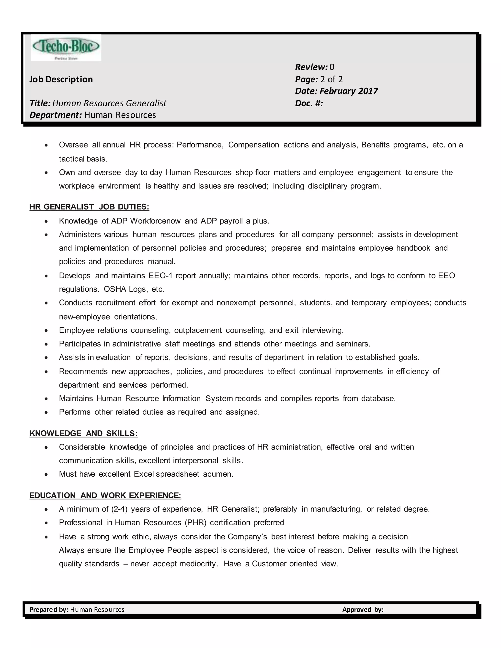 HR Generalist | DOCX