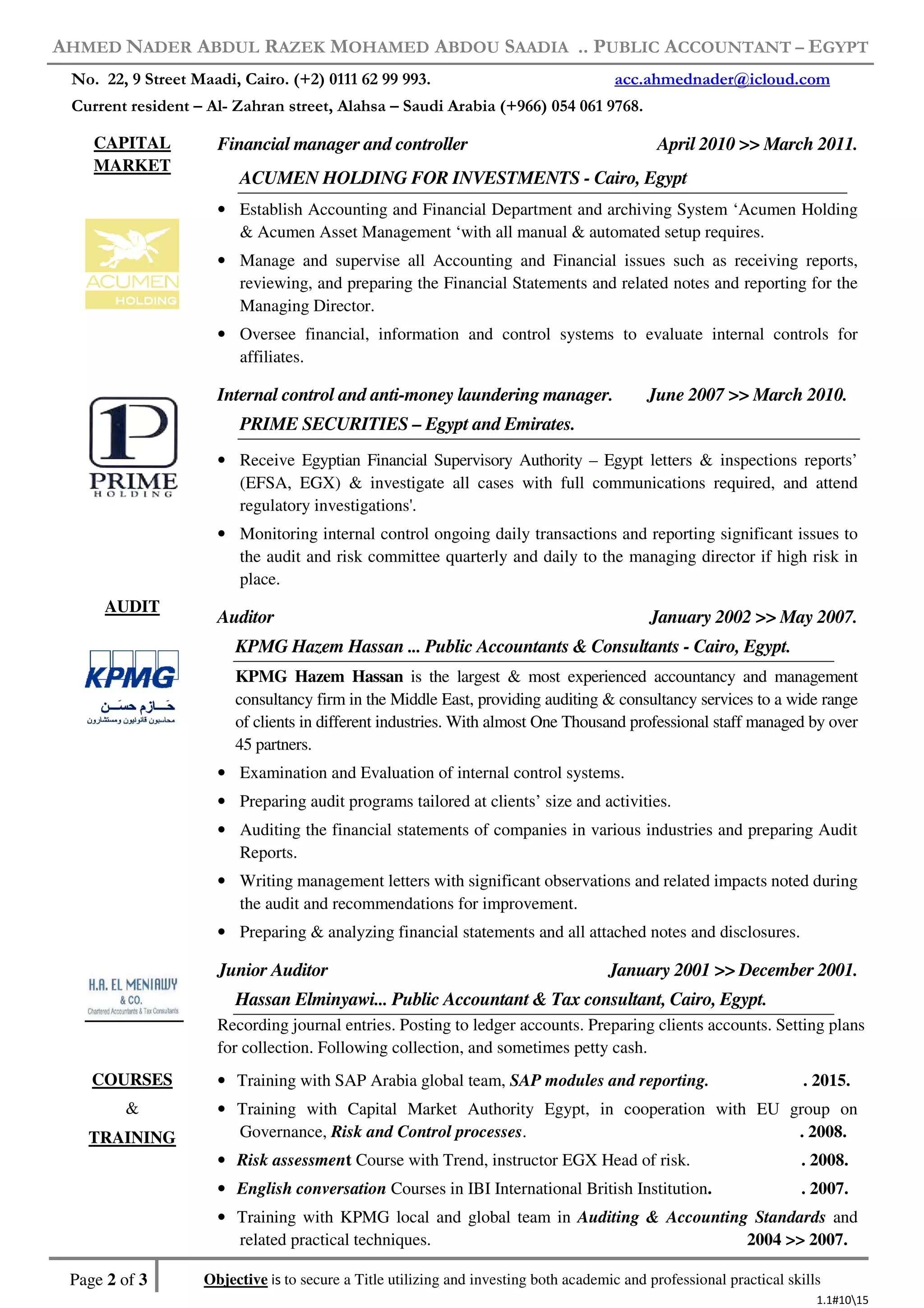 Ahmed Nader Cv Oct. 2015 . | PDF