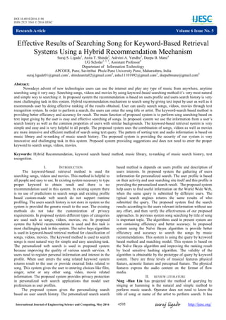 Effective Results of Searching Song for Keyword-Based Retrieval Systems Using a Hybrid ...