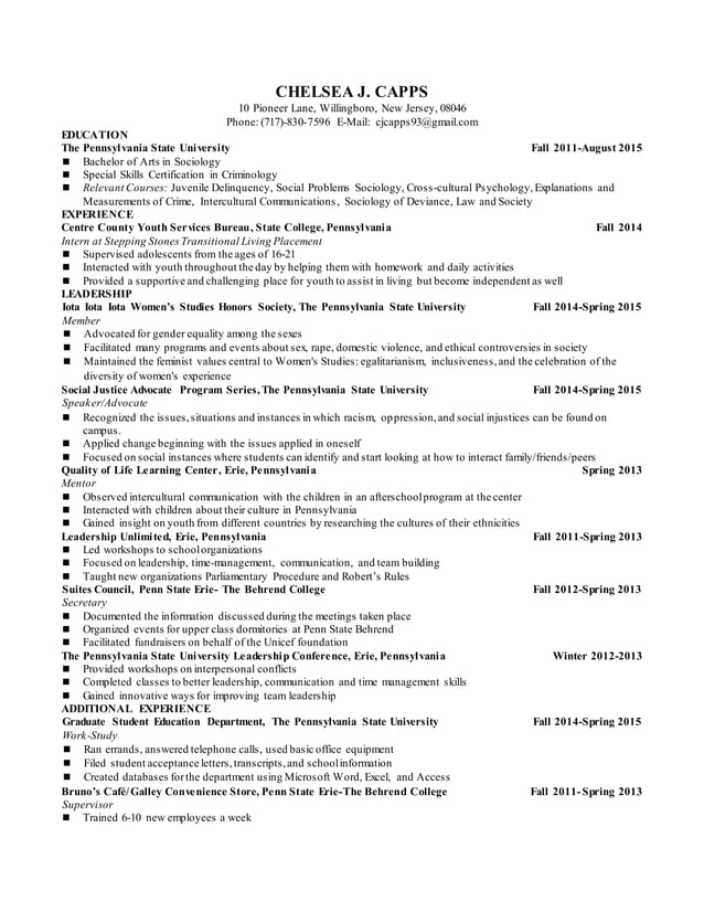 Chelsea J. Capps Official Resume | DOCX