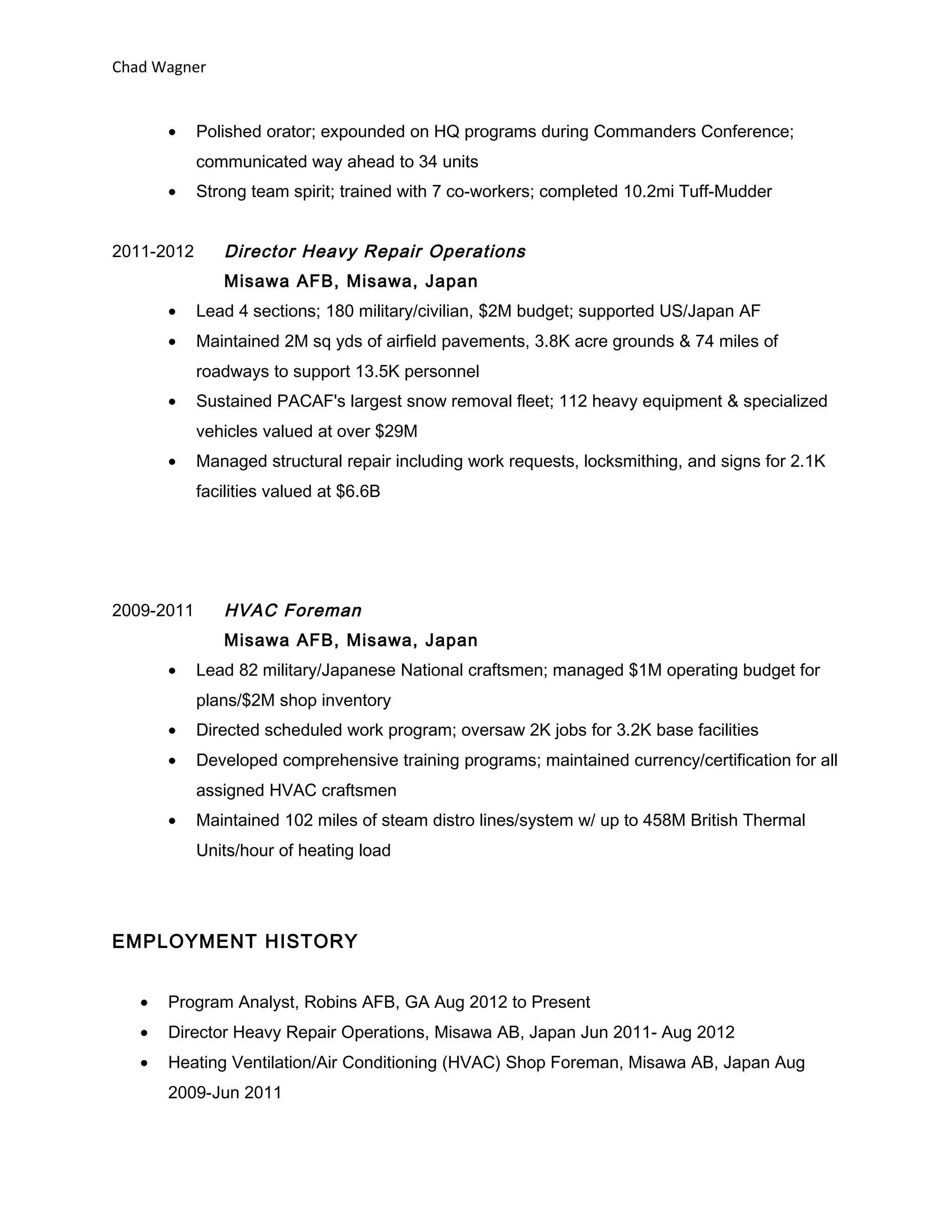 Chad Wagner Resume | PDF