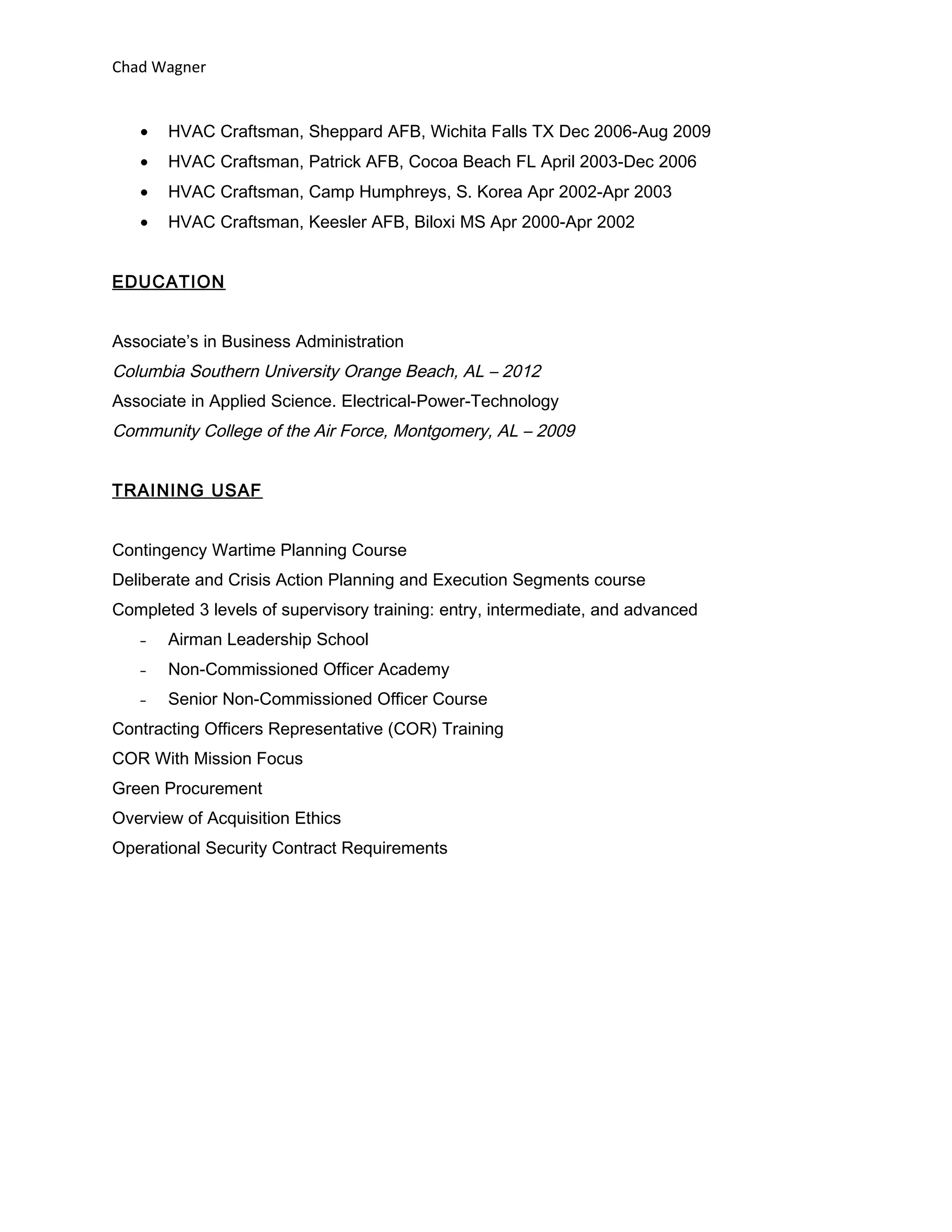 Chad Wagner Resume | PDF