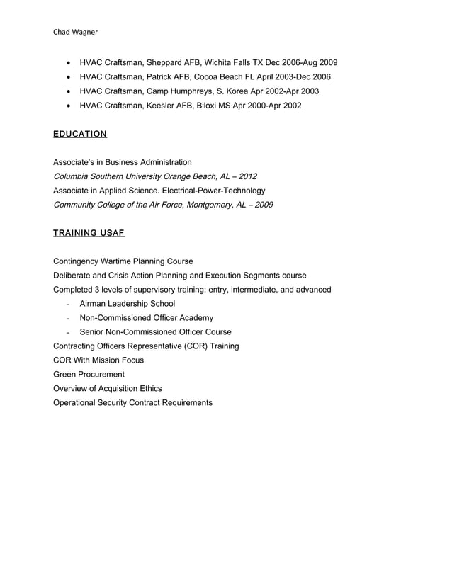 Chad Wagner Resume | PDF