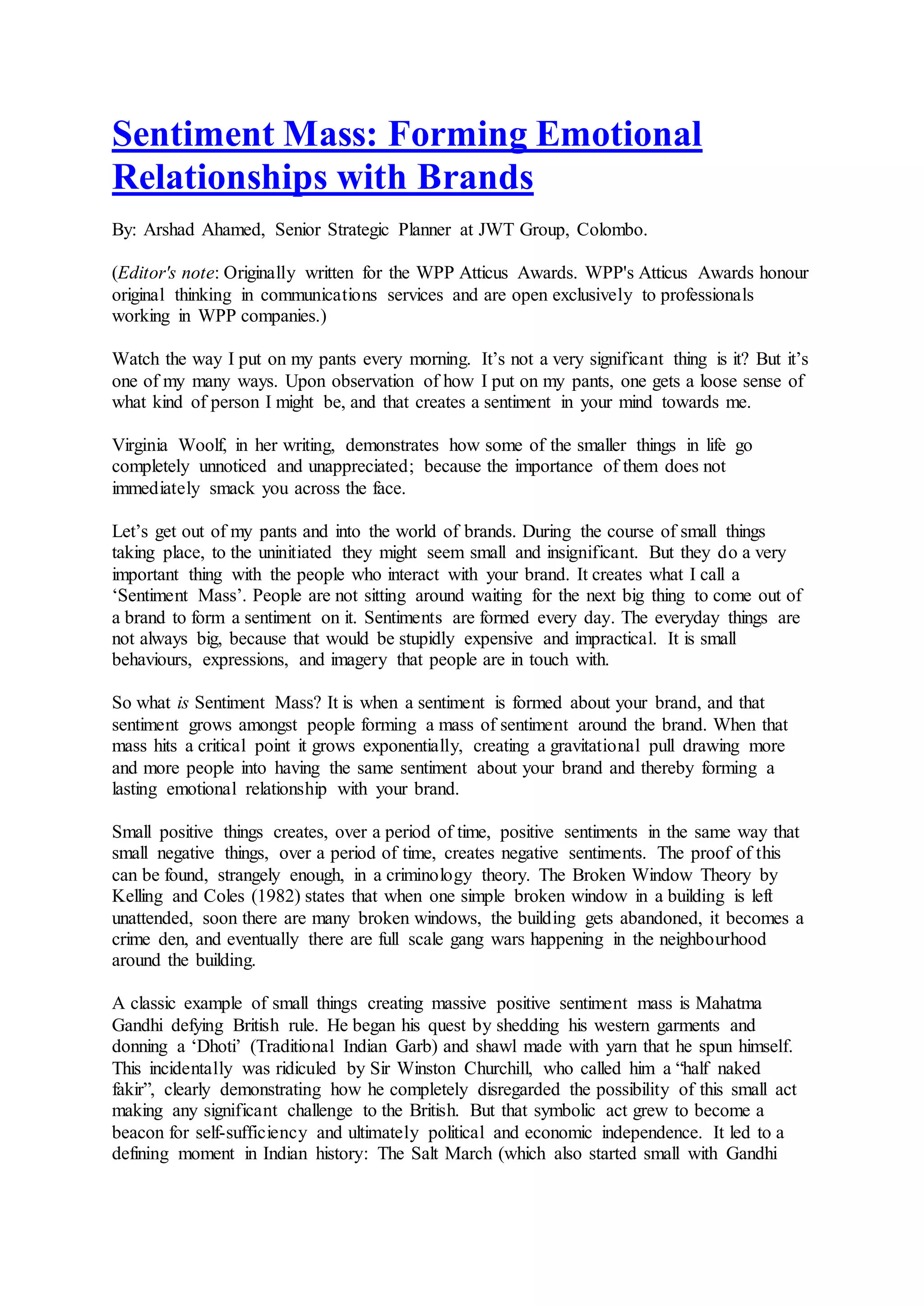 Sentiment Mass by Arshad Ahamed | DOCX