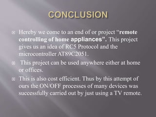 CONTROLLING HOME APPLIANCES USING REMOTE(1) | PPTX