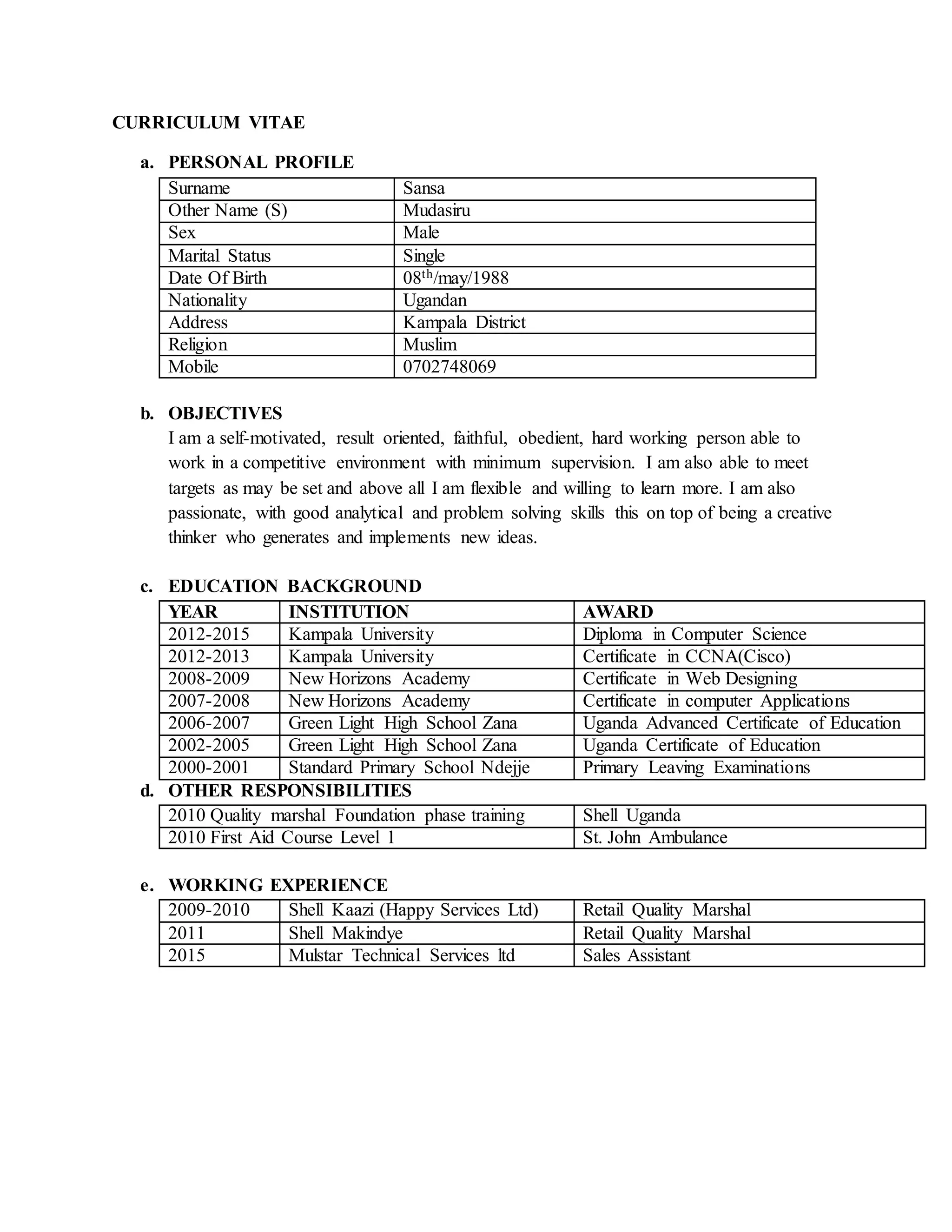 Curriculum vitae | DOCX