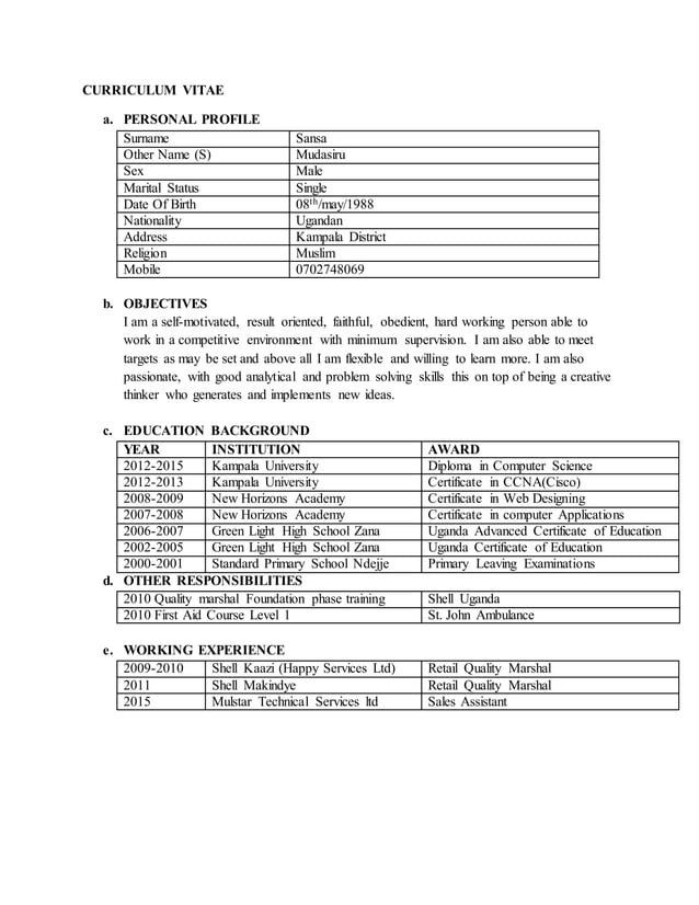 Curriculum vitae | DOCX