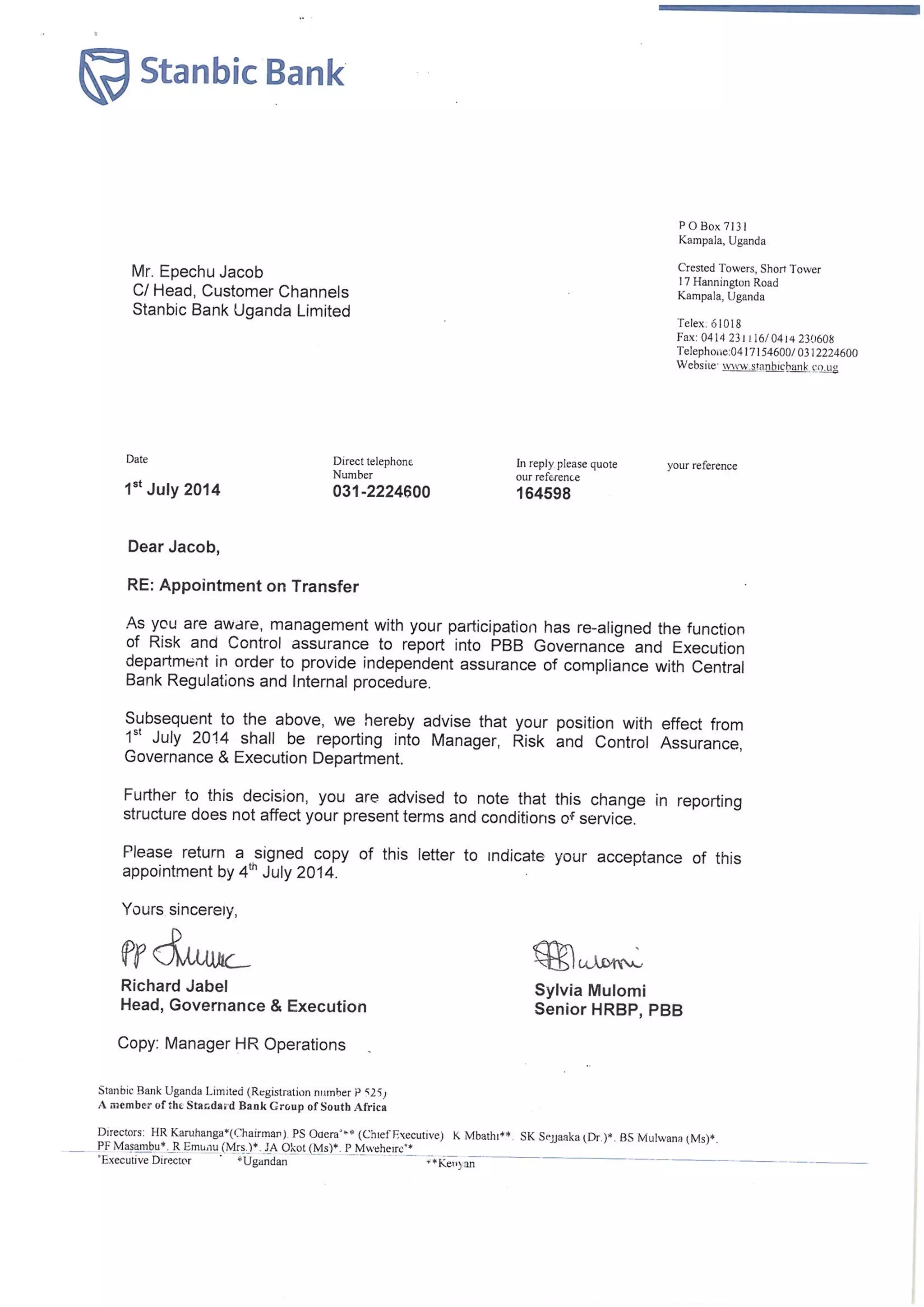 Transfer letter | PDF